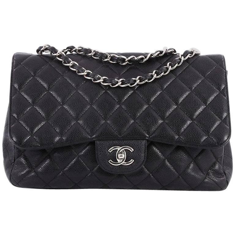 Chanel Classic Single Flap Bag Quilted Caviar Jumbo at 1stDibs