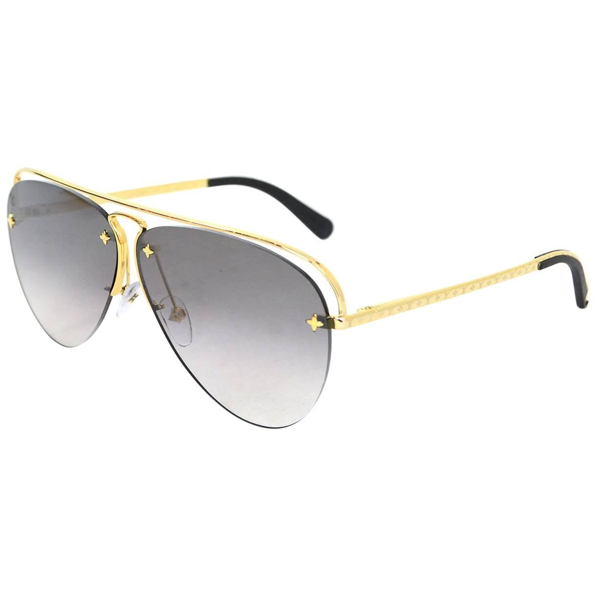 Louis Vuitton Goldtone Aviator Sunglasses For Sale at 1stDibs | louis ...