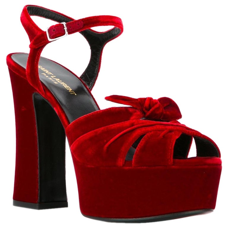Saint Laurent Candy 125 Velvet Heeled Sandals at 1stDibs | saint ...