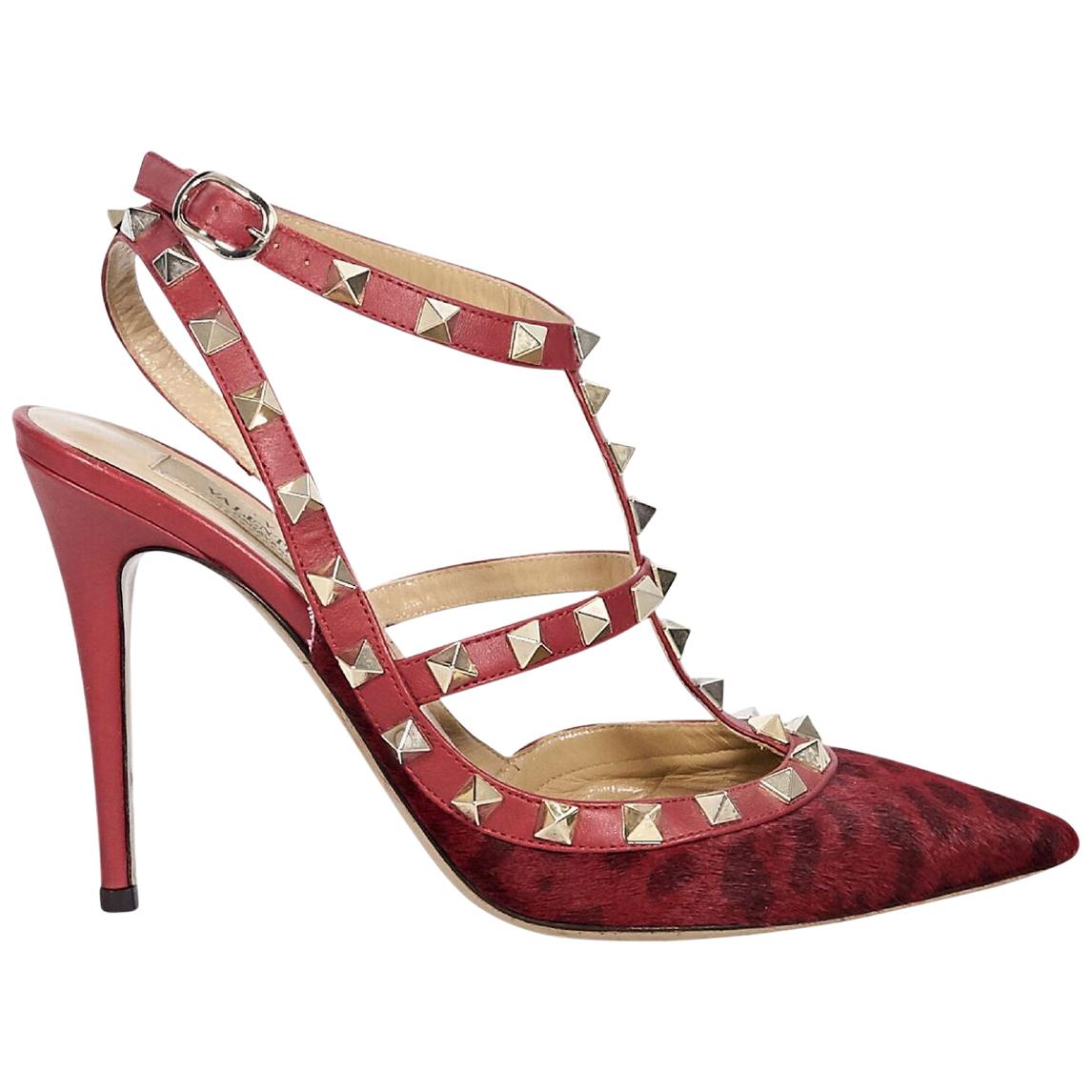 Red Valentino Ponyhair Rockstud Pumps at 1stDibs