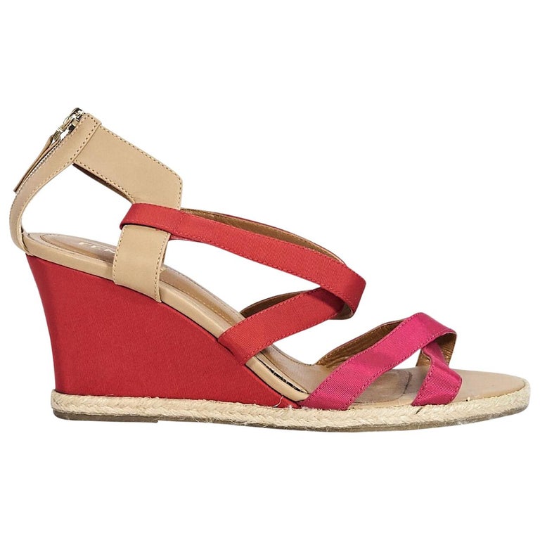 Mulitcolor Fendi Strappy Wedge Sandals For Sale at 1stDibs