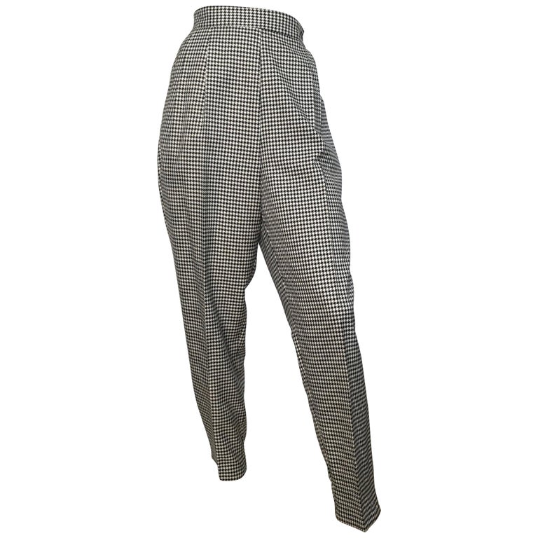 Pierre Cardin 1980s Houndstooth Pleated Pants with Pockets Size 8 / 10 ...