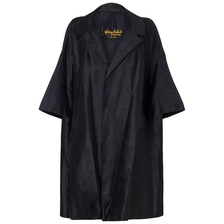Harvey Nichols Black Silk Evening Swing Duster Coat, 1950s at 1stDibs ...