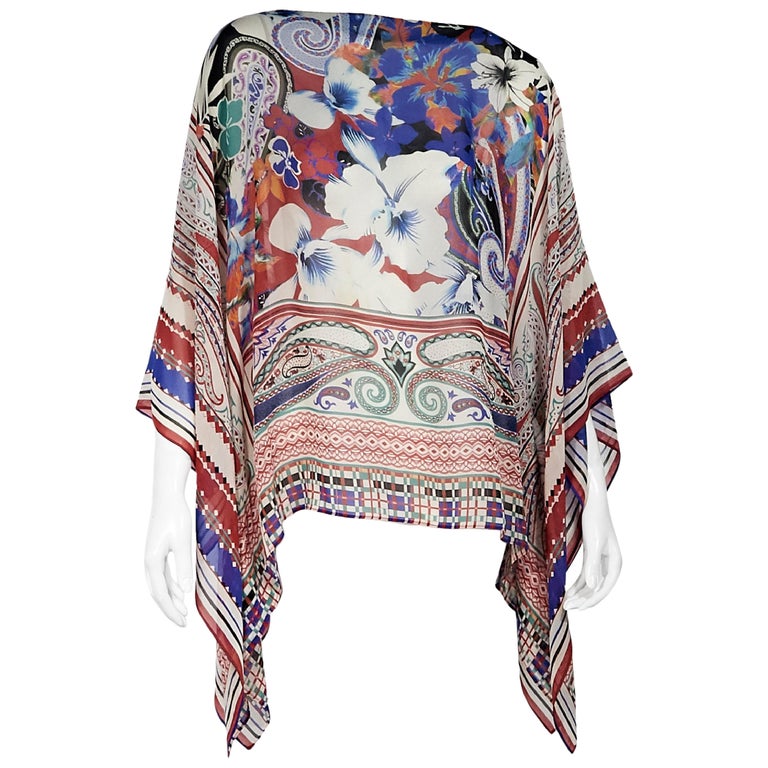 Multicolor Etro Printed Silk Scarf Top For Sale at 1stDibs