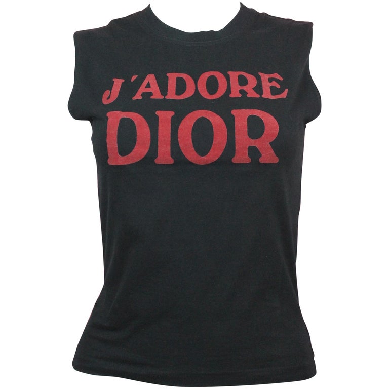 Christian Dior J'Adore Dior Logo T-Shirt in Black, AW 2001, Size 8 US ...