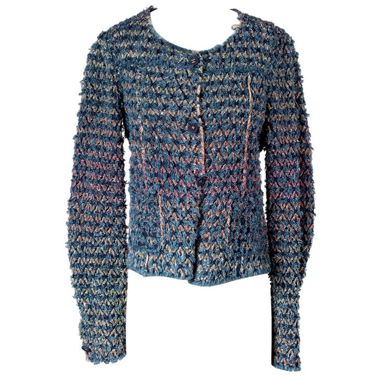 Chanel Denim Frayed Crochet Jacket, Spring 2007 at 1stDibs