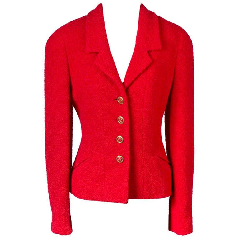 Chanel Red Boucle Jacket at 1stDibs