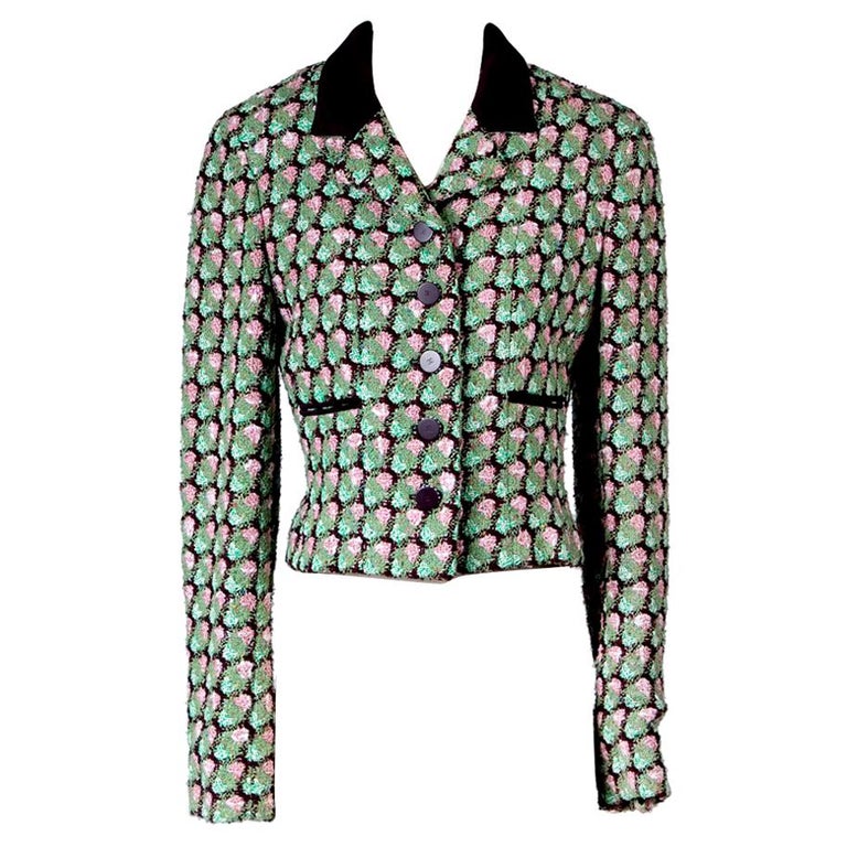Chanel Pink and Green Tweed Jacket, Spring 2002 at 1stDibs