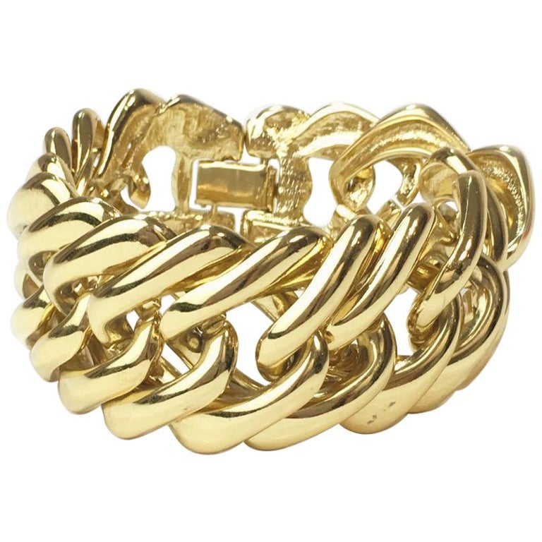 YSL YVES SAINT LAURENT Vintage Chain Bracelet in gilded Metal For Sale ...