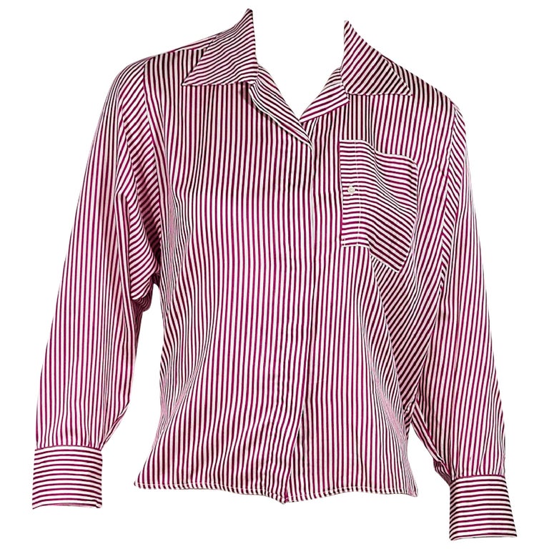 Chloe Red and White Vintage Striped Blouse For Sale at 1stDibs