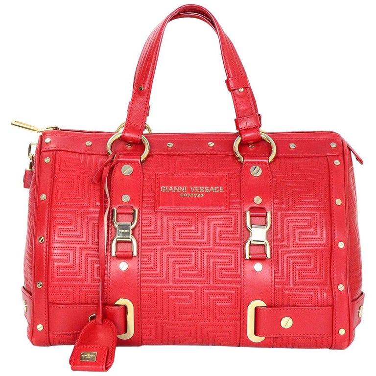 Versace Red Quilted Leather Boston Bag For Sale at 1stDibs | versace ...