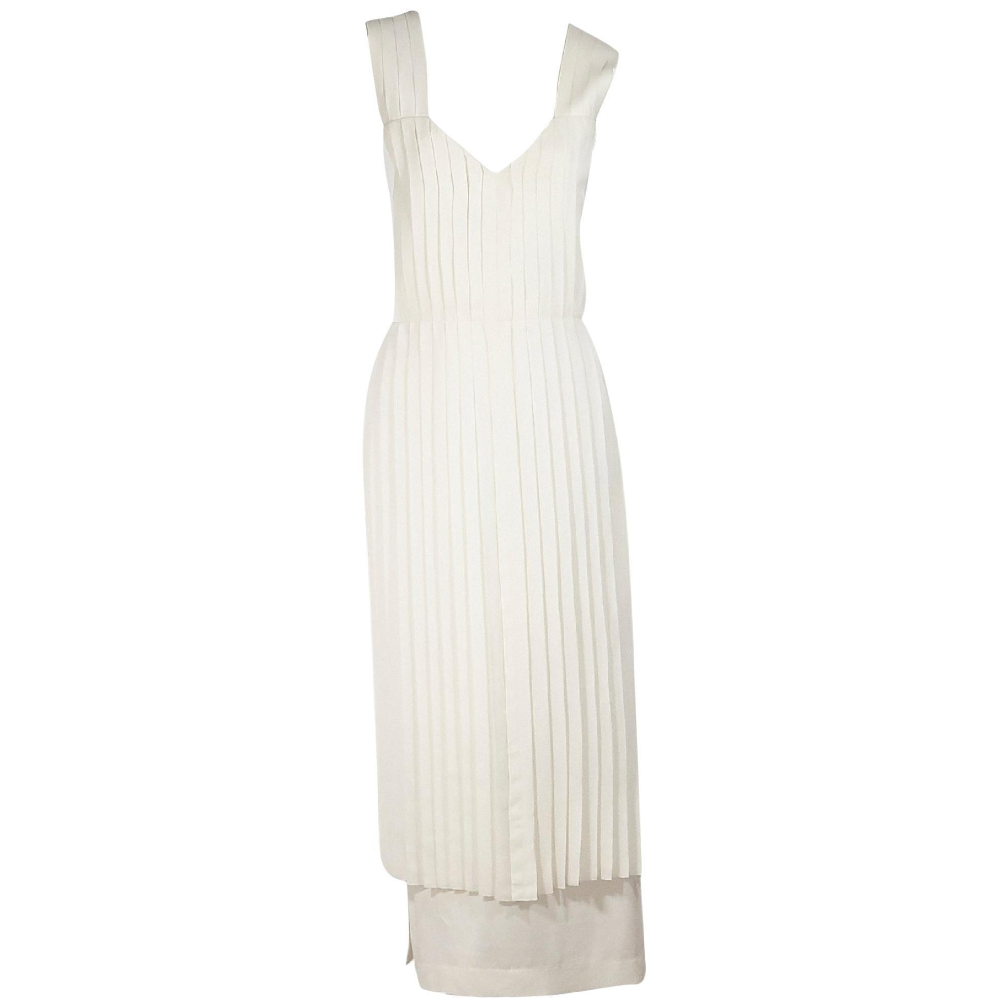 White Edun Pleated Silk Sleeveless Dress For Sale at 1stDibs
