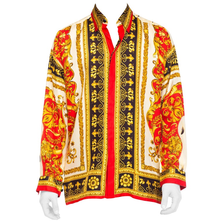 1990s Mens Gianni Versace Baroque King of the World Silk Shirt at 1stDibs