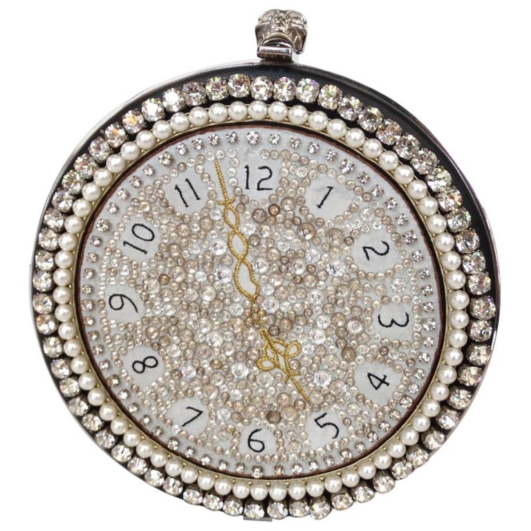 Alexander McQueen Embellished Rhinestone Clock Clutch at 1stDibs