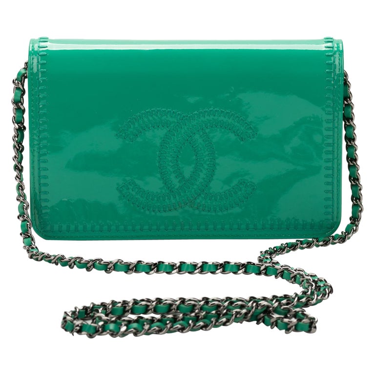 Chanel Emerald Green Patent Cross Body Bag at 1stDibs