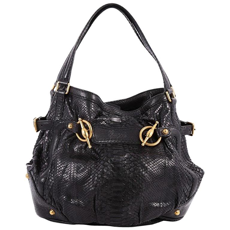 Gucci Jockey Tote Python Medium at 1stDibs