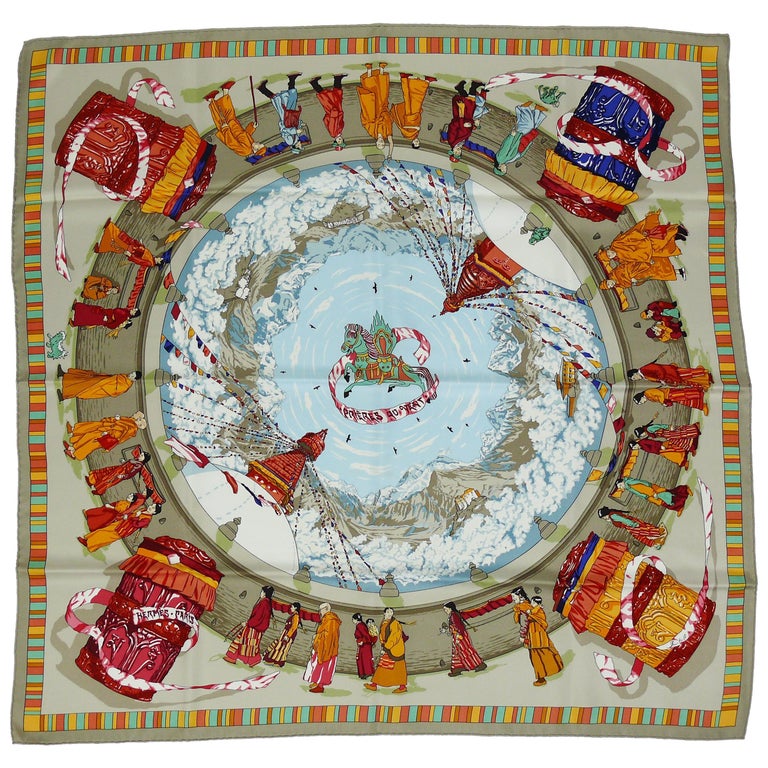 Hermes Vintage Silk Carre Scarf Prieres au Vent by Dimitri Rybaltchenko ...