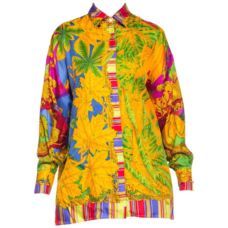 1990S GIANNI VERSACE Silk "Legues" Baroque Printed Shirt Sz 40 For Sale ...