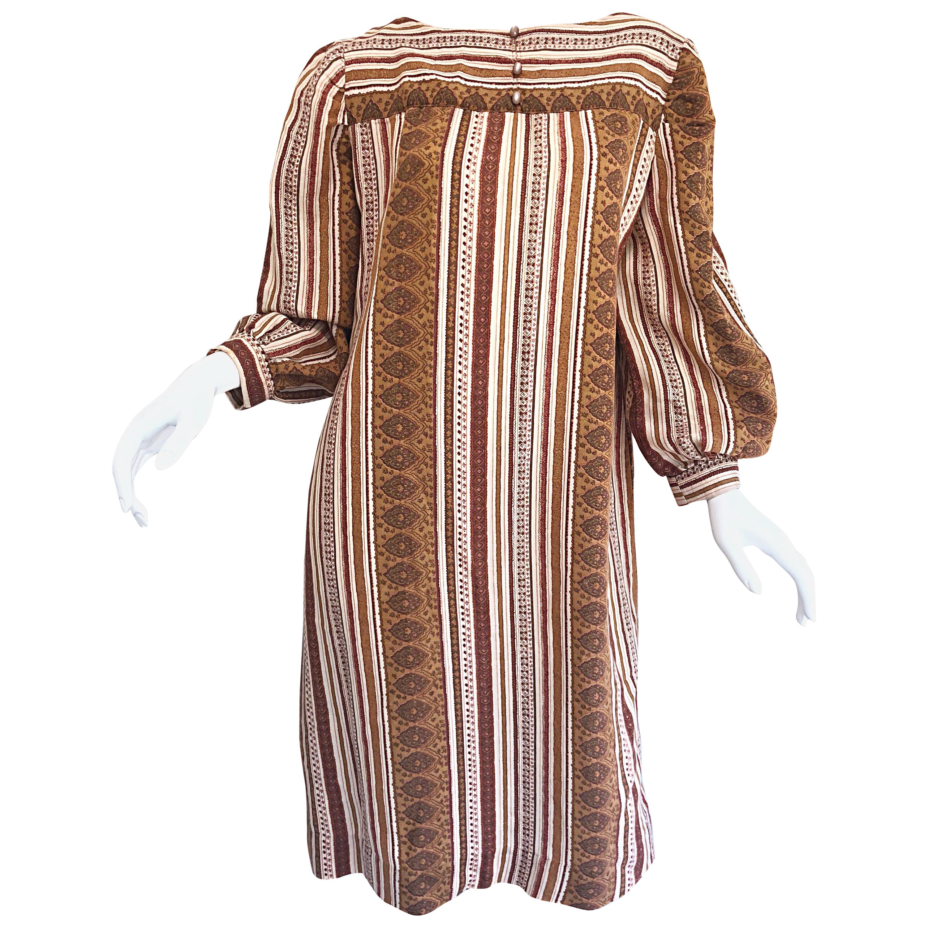 1970s Boho Chic Brown and Ivory Soft Cotton Paisley Print Vintage 70s ...