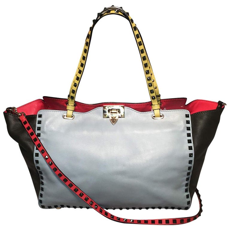 Valentino Garavani Studded Multicolor Leather Rockstud Tote Bag For ...