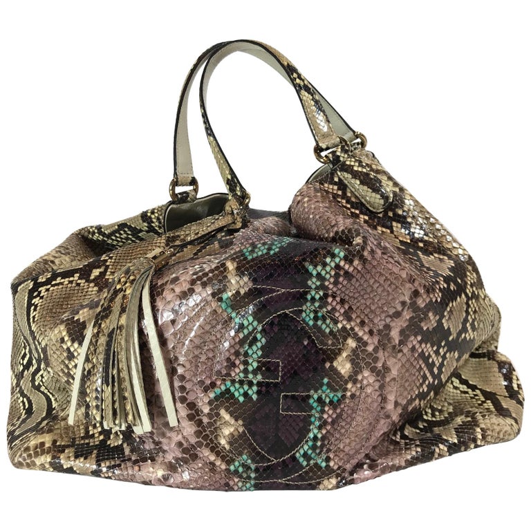 Gucci Multicolor Python Soho Large Tote Bag For Sale at 1stDibs | gucci soho tote large, gucci ...