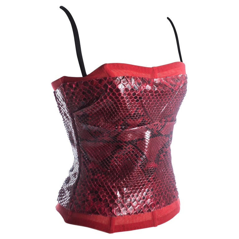Dolce and Gabbana blood red python corset with black bra, S/S 2005 at ...