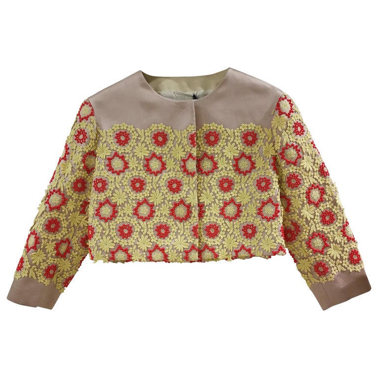 Prada Pink Yellow Red Flowers Jacket at 1stDibs