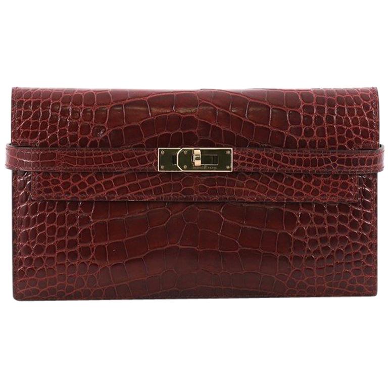 Hermes Kelly Wallet Matte Alligator Long at 1stDibs