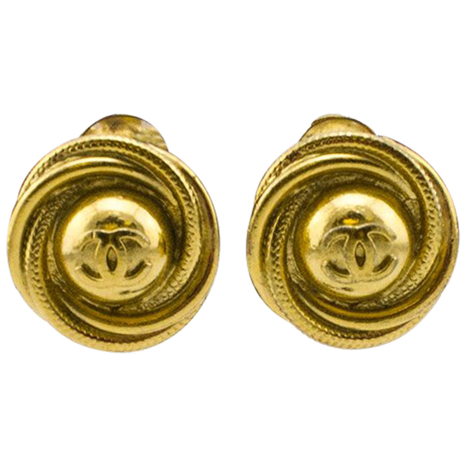 Chanel Fall Collection Gold CC Earrings, 1997 at 1stDibs