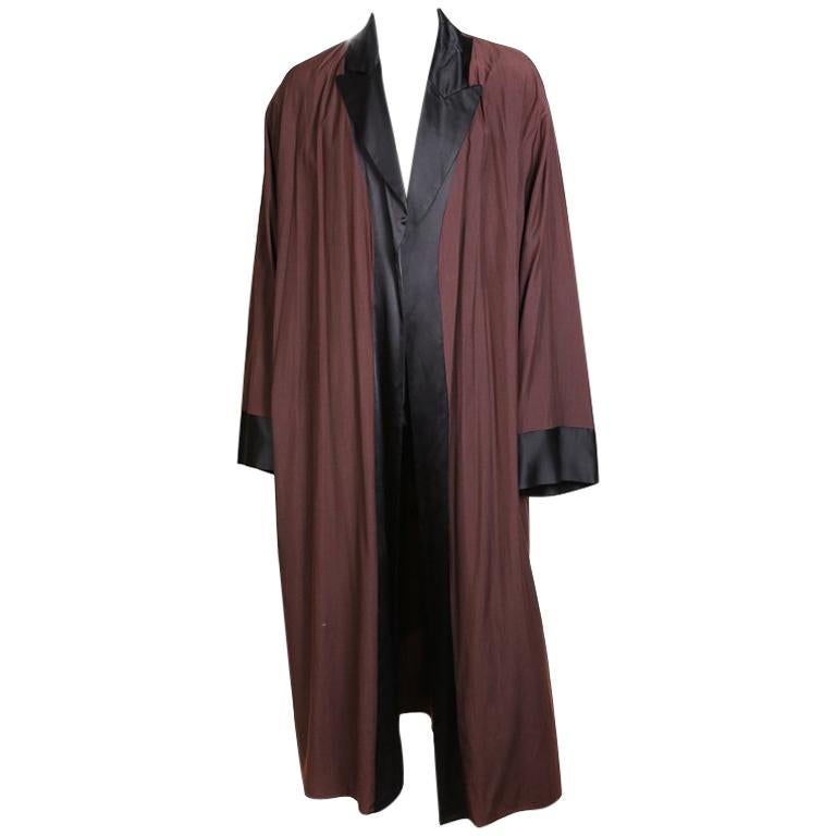 Jean Paul Gaultier Brown Kimono Robe with Black Satin Trim, circa 1990s ...