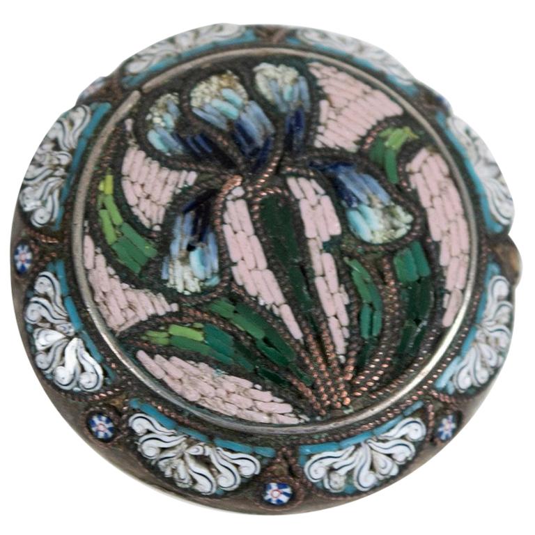Italian Micro Mosaic 800 Silver Iris Pin, 19th Century at 1stDibs ...