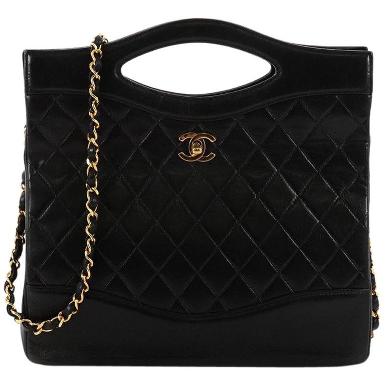Chanel Vintage Cut Out Chain Handle Bag Quilted Lambskin Medium at ...