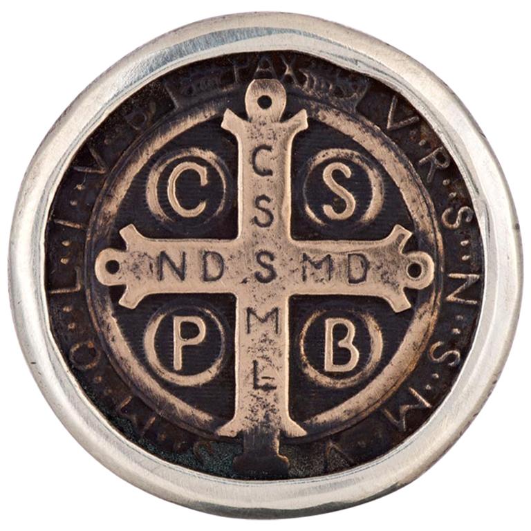 Saint Benedict Coin Ring For Sale at 1stDibs