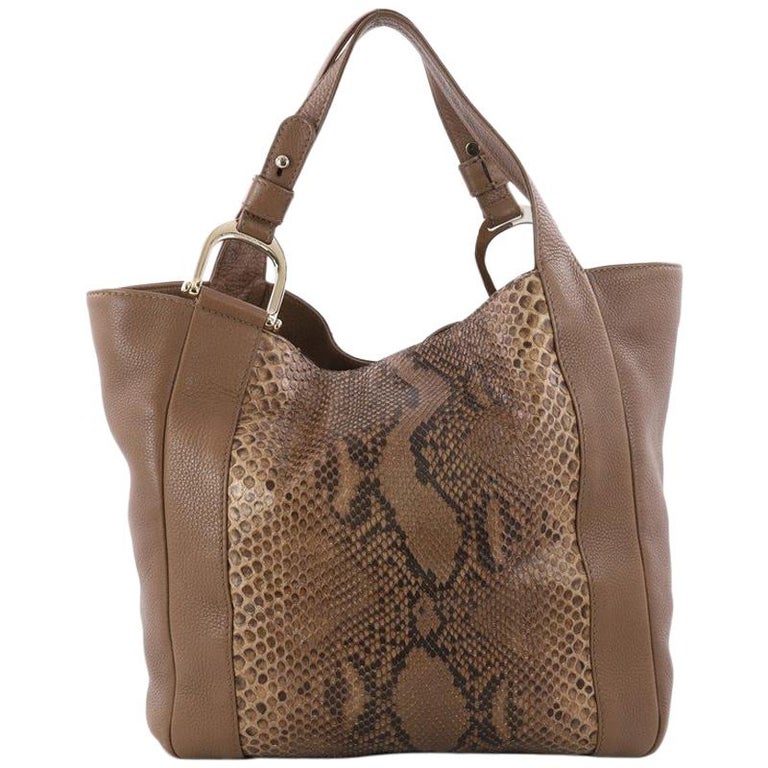 Gucci Python And Leather Greenwich Tote at 1stDibs