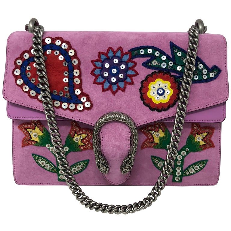 Gucci Dionysus Medium Beaded Heart and Flowers Pink Shoulder Bag at ...