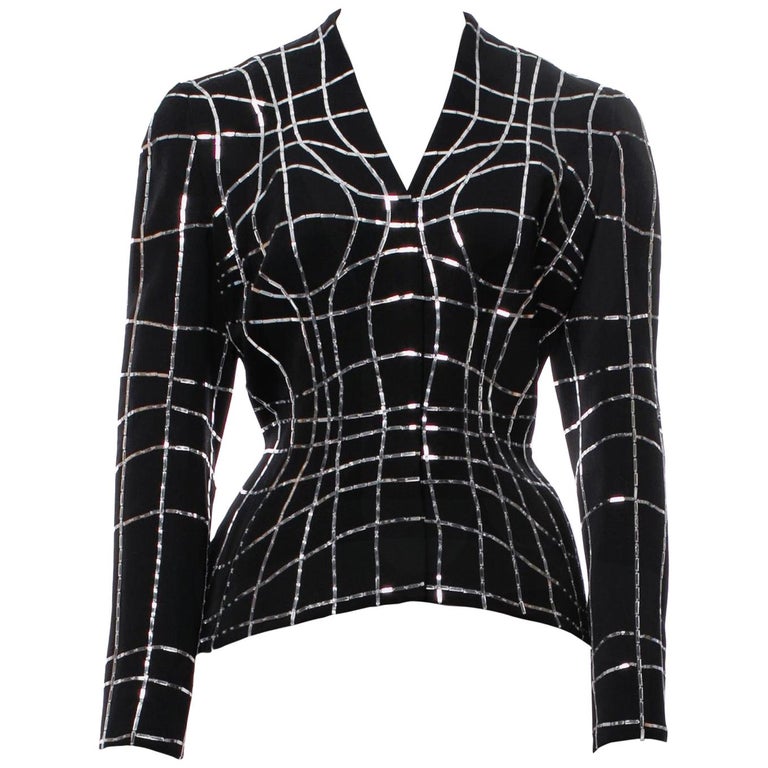 Thierry Mugler Museum Exhibited A/W 90 Silver Sequin Anatomique ...