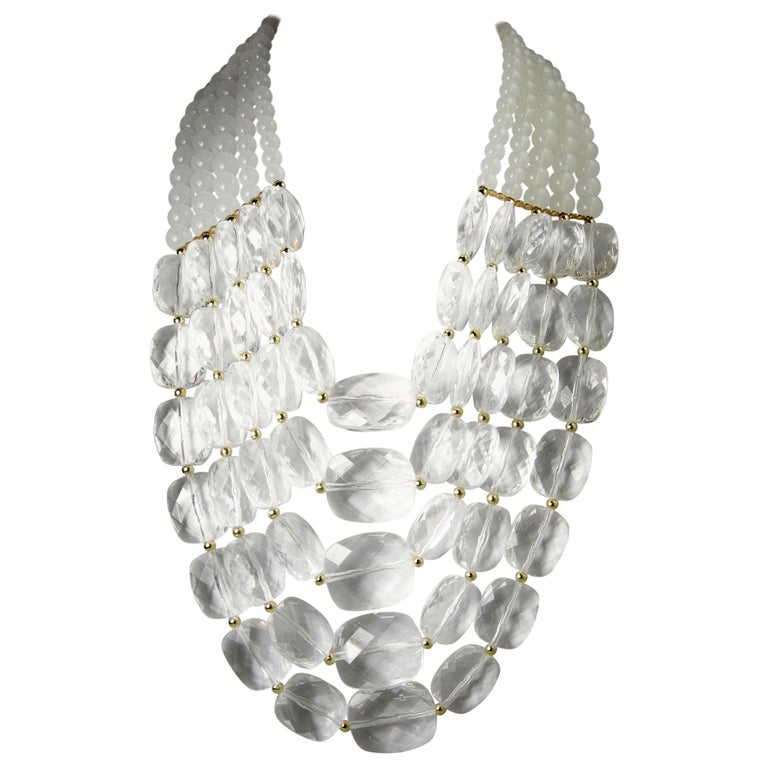 Huge Opaque And Clear Lucite Bib Necklace at 1stDibs