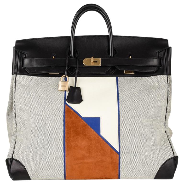 Hermes Birkin 50 Bag Limited Edition Flag Hac Leather Suede Toile ...