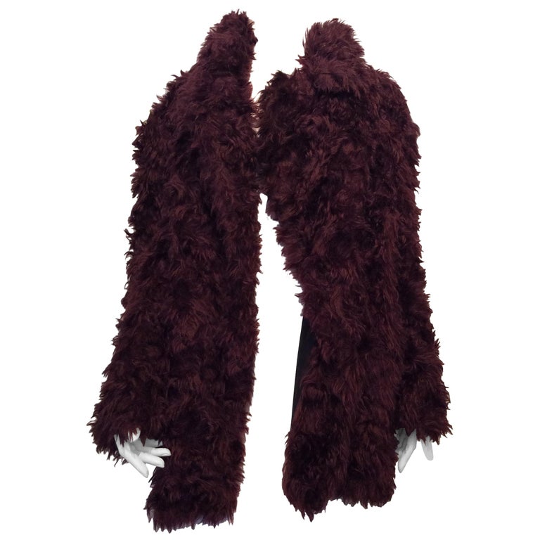 Maison Martin Margiela Maroon Angora Fur Coat Size S at 1stDibs ...