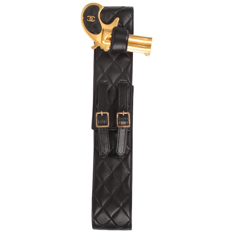 Chanel Vintage black Shot Gun Belt at 1stDibs | chanel gun belt, chanel gun