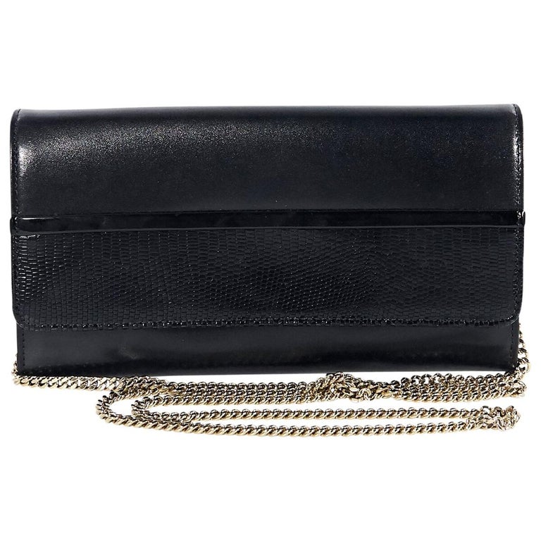 Lanvin Black Leather Wallet-On-A-Chain Bag For Sale at 1stDibs