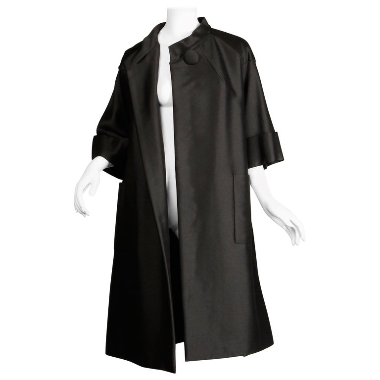 1960s Armand Hallenstein Vintage Black Silk + Wool Opera Coat at ...