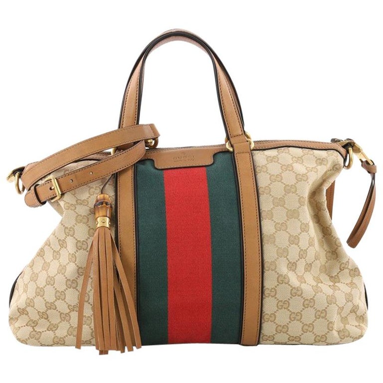 Gucci Rania Convertible Top Handle Bag Web GG Canvas Medium at 1stDibs ...