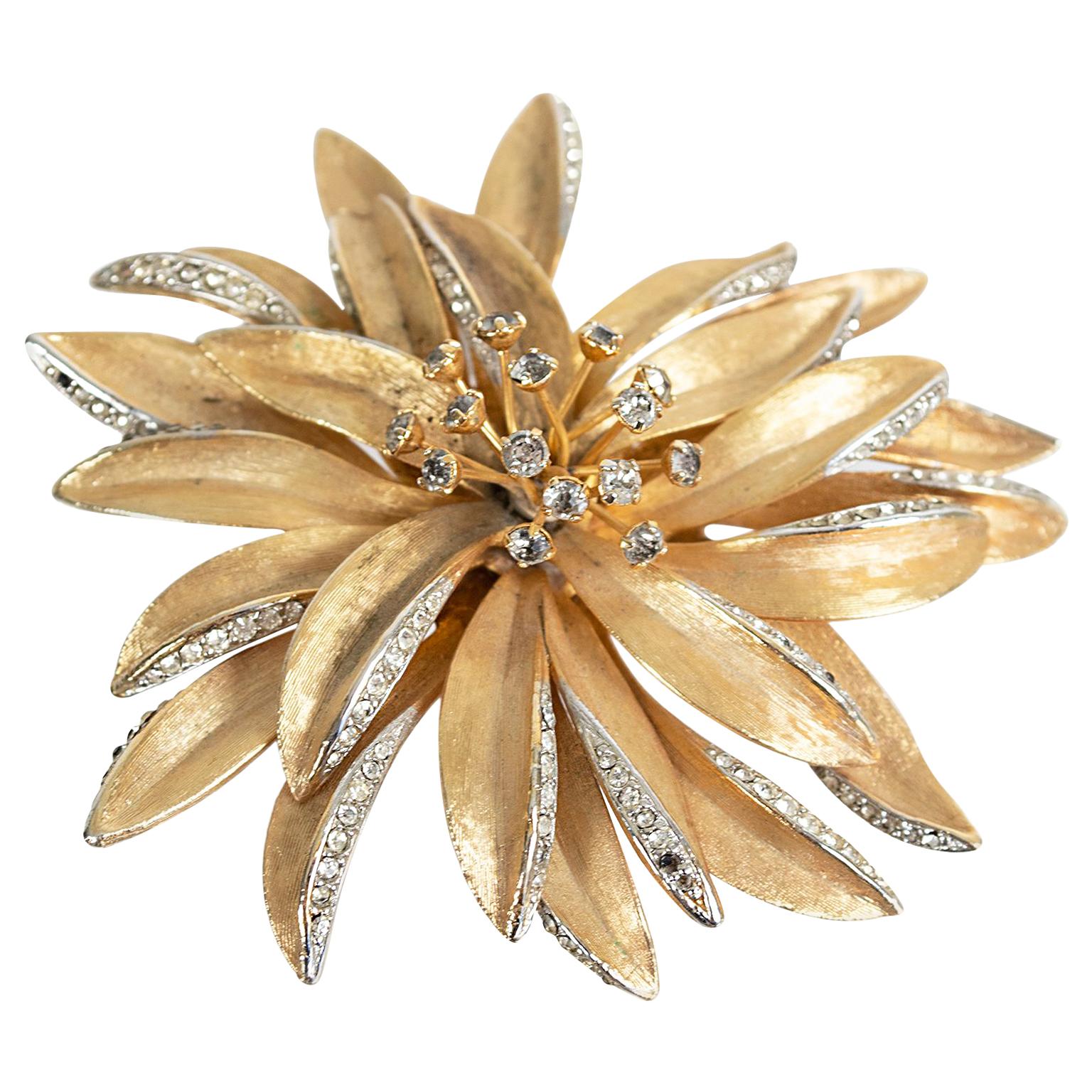 Signed Kramer Oversize Chrysanthemum Brooch, 1950s at 1stDibs