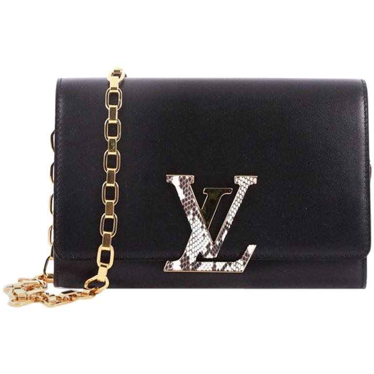 Louis Vuitton Chain Louise Clutch Leather with Python GM at 1stDibs