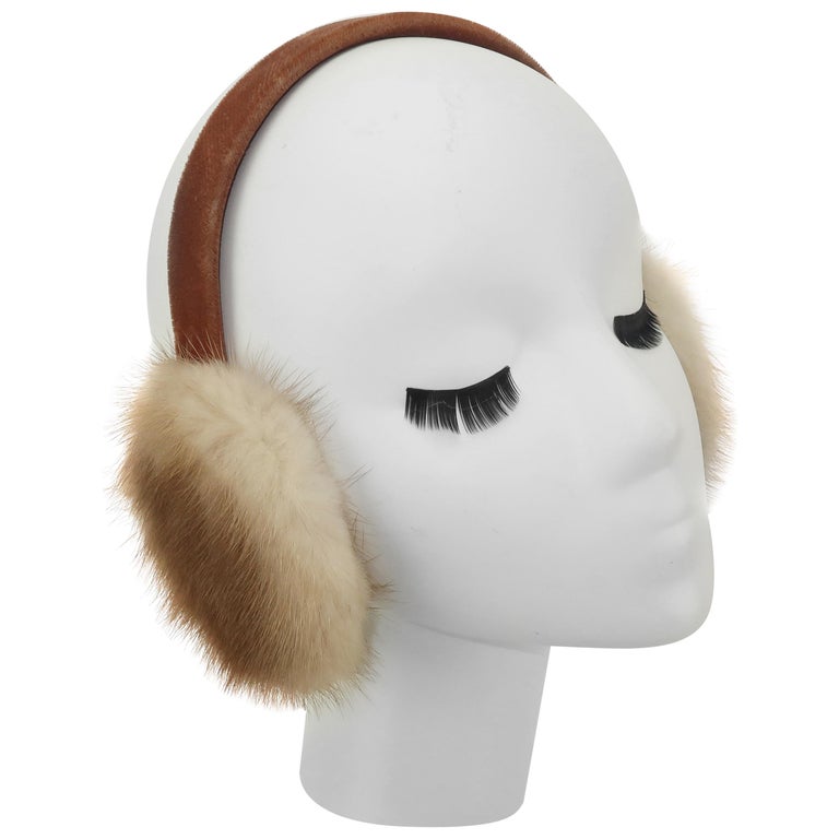 Blonde Mink Fur and Velvet Vintage Ear Muffs at 1stDibs