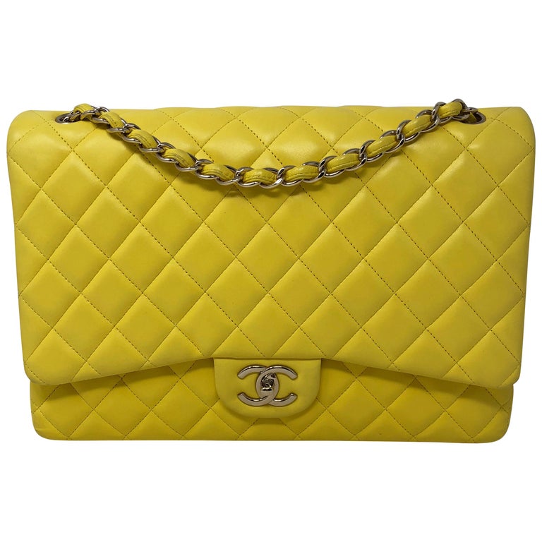 Chanel Yellow Maxi Double Flap Bag at 1stDibs | chanel yellow flap bag
