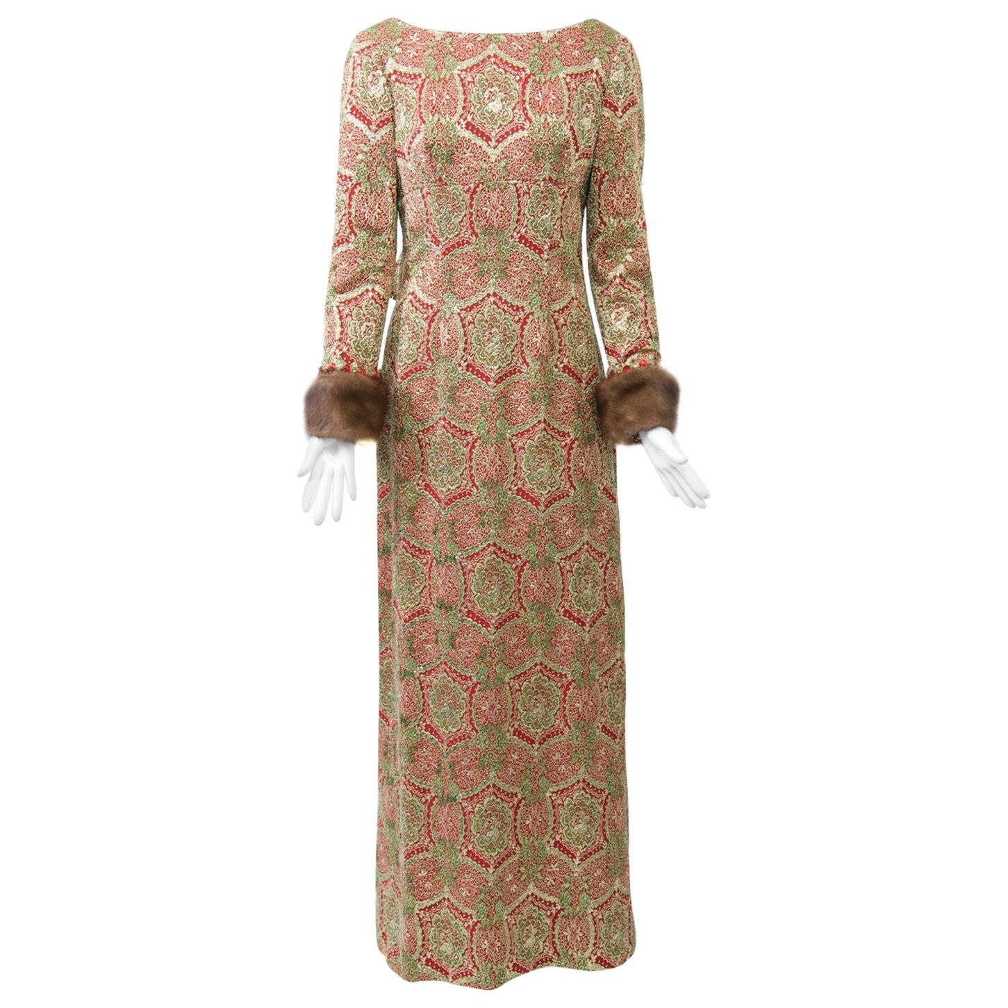 1960s Kiki Hart Silk and Linen Bejeweled Mini For Sale at 1stDibs