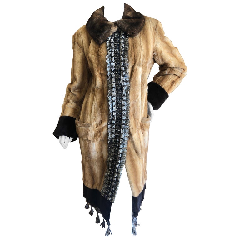 Yves Saint Laurent Luxurious Embellished Chinchilla Fur Coat For Sale ...