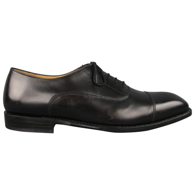 The Left Shoe Company Black Leather Cap Toe Lace Up Dress Shoes at 1stDibs
